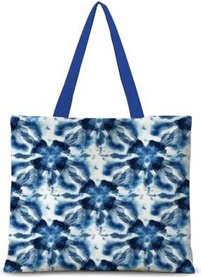 Generic Sac fourre-tout bleu en toile tie-dye - 40 x 35 cm - Design artistique avec fermeture &eacute;clair et poche int&eacute;rieure, Bleu Tie-dye 4, 28 X 12 X 9 Centimet