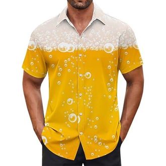 Generic Chemises &laquo; Happy Beer Day &raquo; pour hommes et femmes amateurs de bi&egrave;re d&eacute;t&eacute; &agrave; manches courtes d&eacute;contract&eacute;es coupe d&eacute;contract&eacute;e boutonn&eacute;e &agrave; manches longue