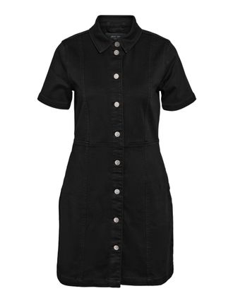 Noisy May NMNISA S/S Slim Denim Dress VI526BL NOOS Frauen Kurzes Kleid schwarz M