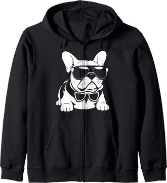 Jimbeels Coole franz&ouml;sische Bulldogge mit Sonnenbrille, lustiges Hunde-Design Kapuzenjacke