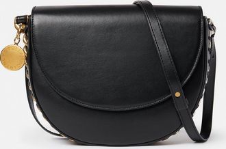 Stella McCartney Frayme Medium Flap Shoulder Bag, Woman, Black