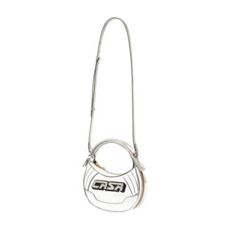 Casablanca Womens Logo-Plaque Biker Shoulder Bag Silver