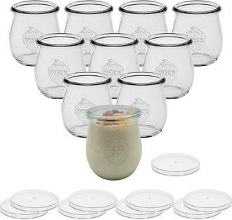 mikken Art 10 Joghurtgläser mit Deckel 220 ml Dessertgläser Joghurtbecher Ersatzgläser für diverse Joghurtbereiter, auch passend für Thermomix Varoma