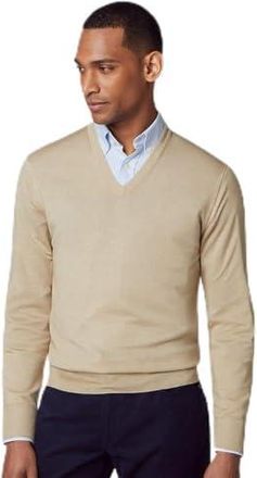 Hackett GMD Merino Silk V NCK Pull pour Homme, Marron (Taupe), S
