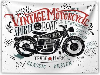 Abakuhaus Motorrad Wandteppich, Free Spirit High Speed aus Weiches Mikrofaser Stoff Waschbar ohne Verblassen Digitaldruck, 150 x 110 cm, Schieferblau Zinnoberro