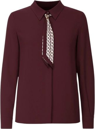 Elisabetta Franchi Femme, Blouses et Chemises, Brun, Taille: 46 FR Chemise georgette avec foulard