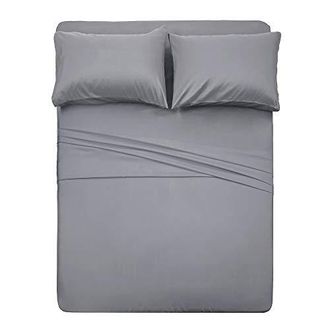 Best Season Bed Sheet Set, luxucy Weichsten Mikrofaser Bettw&auml;sche Platinum Collection Deep Pocket Falten und farbbest&auml;ndige 4 St&uuml;ck, Mikrofaser, Silbergrau, Volle