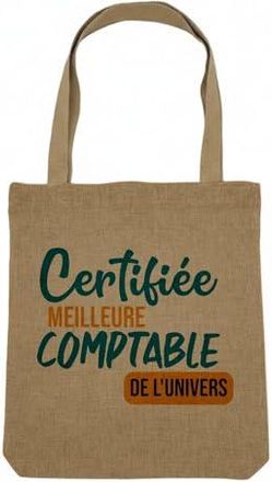 Fabulous Sac Shopping Tote Bag Aspect Lin - Certifi&eacute;e meilleure Comptable de lunivers Entreprise Employee - Sac de Courses Toile Epaisse 360g Beige Naturel Cab