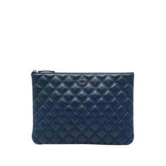 Chanel Pre-owned Quilted Lambskin Clutch - - Pre-owned - Damen - Blau - ONE SIZE