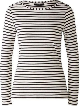Oui Langarmshirt SUMIKO Langarmshirt elastische Cotton-Modalmischung