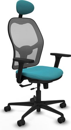 Piqueras y Crespo Ergonomischer Stuhl mit Nackenst&uuml;tze mit 3D-Armen, h&ouml;henverstellbarer Lendenwirbelst&uuml;tze und festem Kopfteil, ausgestattet mit Syncro/Traslack. Grau/T