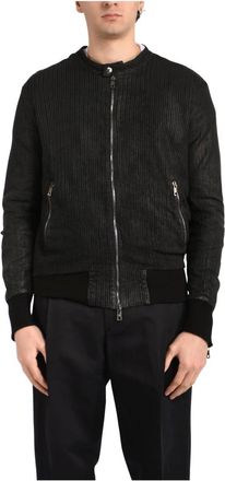 Giorgio Brato Homme, Vestes, Noir, Taille: M Blouson Aviateur en Cuir