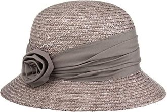Seeberger Chapeau Kassida en Paille Decoration Naissance de Fleurs Soleil (Taille Unique - Gris)