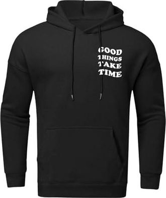 Generic Sweat &agrave; capuche &laquo; Good Things Take Time &raquo; pour homme 2025 graphique cool pull &agrave; capuche tendance lettre v&ecirc;tements d&eacute;contract&eacute;s mode anime confort goth