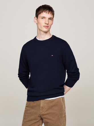 Tommy Hilfiger Rundhalspullover TOMMY HILFIGER PIMA ORG CTN CASHMERE CREW NECK, Herren, Gr. M (48/50), blau (desert sky), Obermaterial: 92% Baumwolle, 8% Kaschmir, R