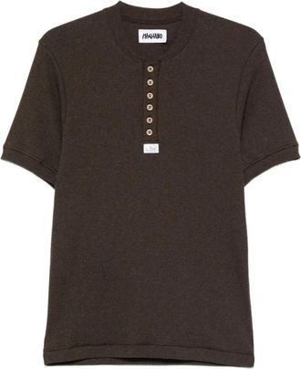 Magliano Homme, Tops, Brun, Taille: S T-shirt &agrave; patte de boutonnage