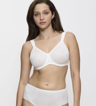 Triumph Minimizer-BH TRIUMPH Essential Minimizer, Damen, Gr. 80, Cup E, gelb (vanille), Obermaterial: 71% Polyamid, 29% Elasthan (LYCRA), gemustert, leicht gl