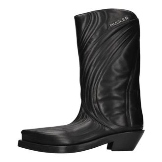 MUGLER Leder Texan Boot - - Shoes - Damen - Schwarzk - 37 EU
