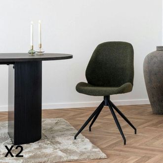 Pier Import Pier Import - Chaise pivotante verte en tissu bouclette (lot de 2) berlin