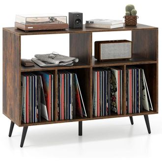 Costway meuble vinyle rangement vinyle meuble platine vinyle meuble hifi porte vinyle support vinyle rangement cd support pour tourne-disque biblioth&egrave;que ba
