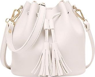 Generic Sac &agrave; bandouli&egrave;re &agrave; pompon uni pour femme - Sac &agrave; bandouli&egrave;re avec cordon de serrage - Sac &agrave; bandouli&egrave;re en PU - Sacs &agrave; bandouli&egrave;re pour hommes - &Eacute;col