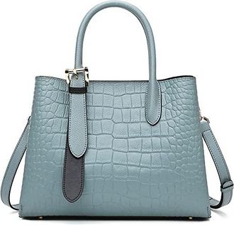 Generic Grand sac &agrave; main pour femme avec poign&eacute;e sur le dessus, sac &agrave; bandouli&egrave;re motif crocodile, bleu, Large