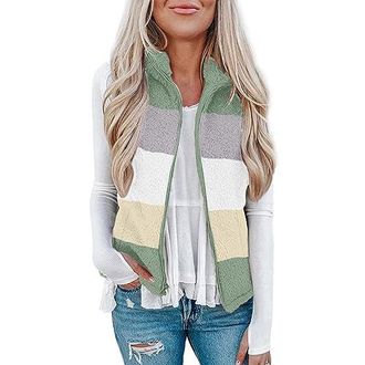 Generic Gilet Sans Manche Femme Gilet Femme D&eacute;contract&eacute; Quotidien Ville Grande Taille Blocs De Couleurs - Sweat Zipp&eacute; Chaud Et Tendance Pour Tous Les Jours