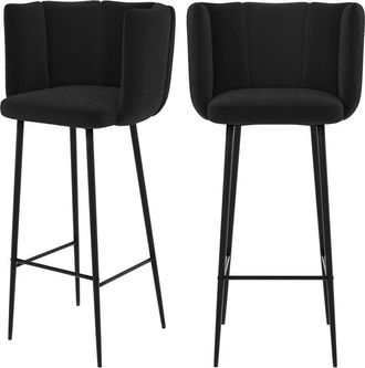 Rendez-Vous Déco Rendez-vous Déco - Lot de 2 chaises de bar en velours noir 75 cm - rosy