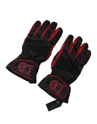 Dolce & Gabbana Mens Black Red Nylon Wrist Length Mitten Gloves And Pa+pl+pu