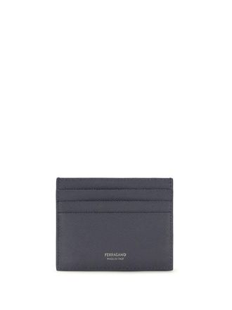 Ferragamo Mens Gancini Card Holder New Navy Calf Leather Bos Taurus Wallet