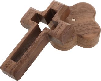 Angoily Rustikales Holzkreuz mit Rechteckigem Sockel Handgefertigtes Stehkreuz f&uuml;r Wohnraumdekoration Vielseitig Platzierbar Tisch Regal Altar Geschenk zu Val