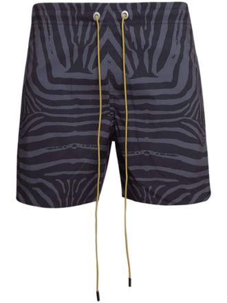 Rhude Badeshorts mit Zebra-Print - Grau