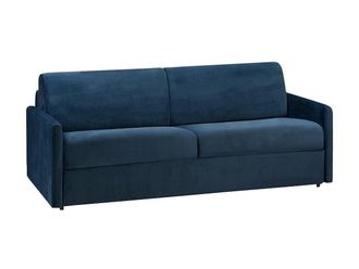 Vente-Unique Schlafsofa 4-Sitzer - Liegefl&auml;che: 160 cm - Matratzenh&ouml;he: 18 cm - Samt - Dunkelblau - CALIFE