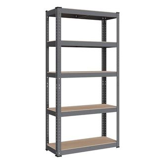 Songmics &Eacute;tag&egrave;re de Rangement &agrave; 5 Niveaux, 30 x 75 x 150 cm, Capacit&eacute; 650 kg, Planches R&eacute;glables, Style Industriel, pour Cuisine, Salon, Gris GLR030G01