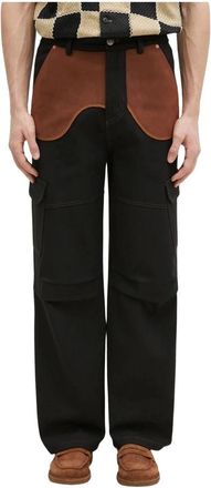Andersson Bell Pantalon Cargo en Denim Effet Inverse - Homme - Jeans - Noir - Taille: L