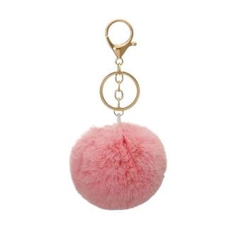 Generic Joli porte-cl&eacute;s &agrave; pompon en forme de boule pour femme, rose, taille unique