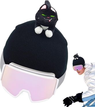 Generic Snowboard-Helmschutz - Feline inspirierte Stoffschale, Dehnbare Schutzlager, Handgen&auml;htes Winterzubeh&ouml;r, Elastisches Staubschutzkleidung | F&uuml;r Alpine 