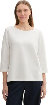 Tom Tailor Damen 1043102 Langarm Shirt mit Struktur, 10332-Off White, L