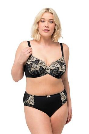 Ulla Popken Brassière à Armatures, brodée 832799 Soutien-Gorge, Semi-Transparent, Noir, 130D Femmes