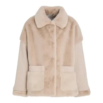 DIEGO M Femme, Vestes, Beige, Taille: 40 FR Manteau doublé en fausse fourrure