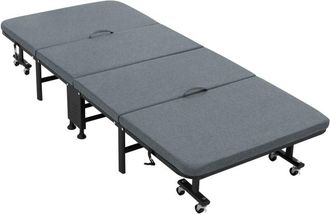 ECD Germany Ecd Germany - Lit dappoint 80x190 cm, Lit Simple Pliable, avec Matelas/Rembourrage, Lit de Voyage sur 8 Roues, Cadre en Acier, Stable jusqu&agrave; 200