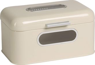 Echtwerk Echtwerk Brotkasten, Retro-Brotbox aus Metall mit Sichtfenster, Platzsparende Aufbewahrungsbox, Brotkorb mit Deckel, small, creme, 30 x 20 x 16.5 cm