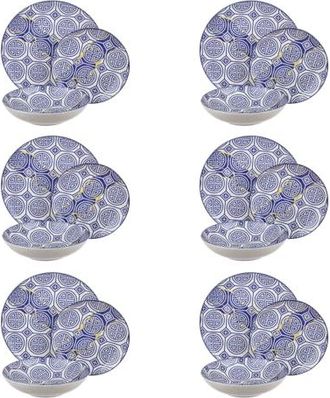 Arca 18er Tellerset, blaues Dekor, Tokyo Porzellan