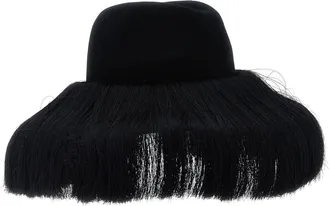 Comme Des Gar&ccedil;ons Wool Fringe Fedora - Black