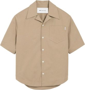 Ami Homme, Chemises, Beige, Taille: S Short Sleeve Camp Collar Wide Shirt