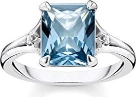 Thomas Sabo Ring blauer Stein mit Mond und Stern 925 Sterling Silber TR2297-644-1-48