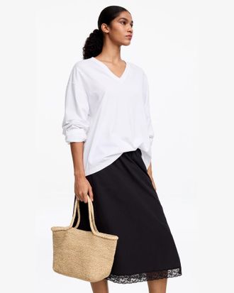 Arket Mittelgro&szlig;e Tragetasche Aus Raffiabast -Beige