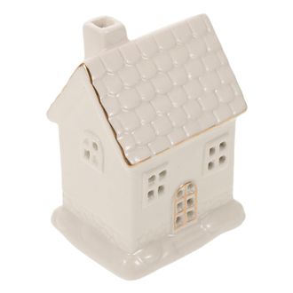 Lurrose Keramikhaus Weihnachtsdeko LED Beleuchtet Kleines Landhausstil Keramikhaus Tischdekoration Stimmungsvolle Winterdorf Figur Handgefertigte Weihnachtsfi