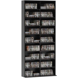HOMCOM Rangements pour CD et DVD - HOMCOM - 18 compartiments - 640 CD/360 DVD/430 Blu-ray - panneau de particules - 78,5x24x175cm - noir
