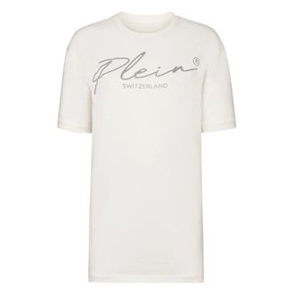Philipp Plein T-shirt Rundhals SS Crystal Signature - - Tops - Damen - Beige - M